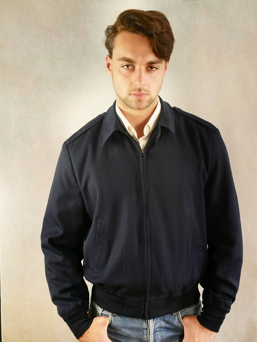 80s Vintage Air Force Jacket | Dark Navy Blue Cropped Military Style ...